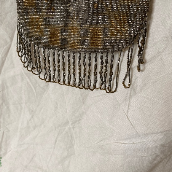 Vintage | Bags | Victorian Early 90s Beaded Silver Gold Clasp Mini ...